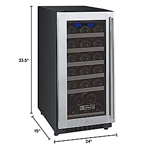 Allavino 15" Wide FlexCount II Tru-Vino 30 Bottle Single Zone Stainless Steel Left Hinge Wine Refrigerator