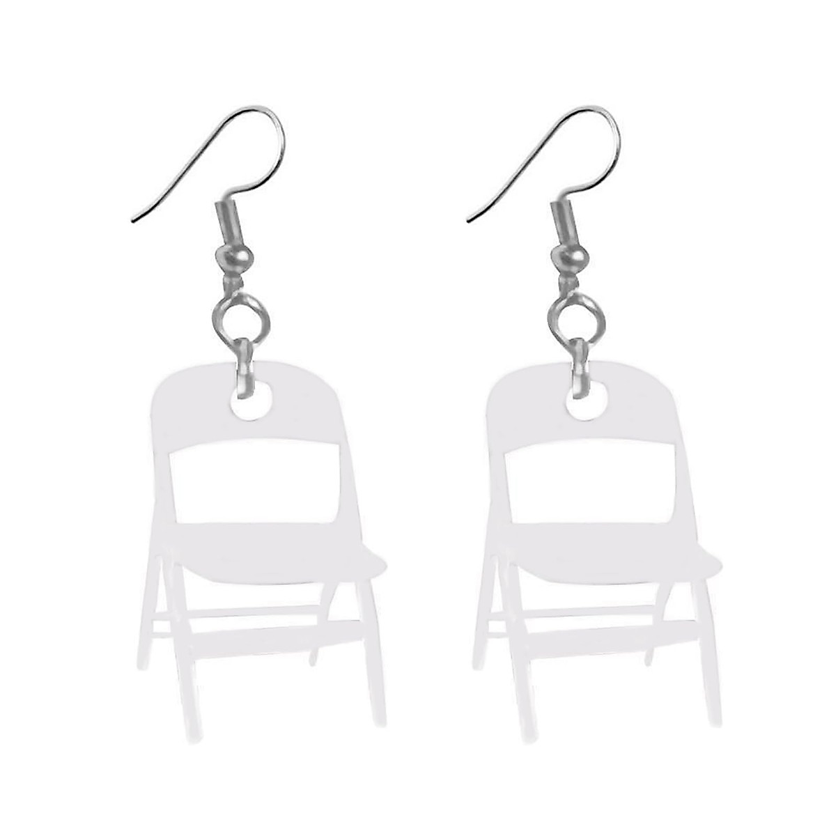 Folding Chair Earrings， Funny Fight Acrylic Chair Drop Dangle Earrings for Women Christmas Halloween Party Boho Jewelry Gifts（White）