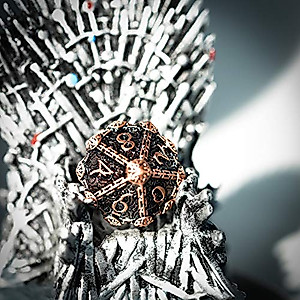 Cusdie Metal Dice with Metal Box, 7 PCs DND Metal Dice, Dagger Design Polyhedral Dice Set, for Role Playing Game D&D Dice MTG Pathfinder (Ancient Copper)