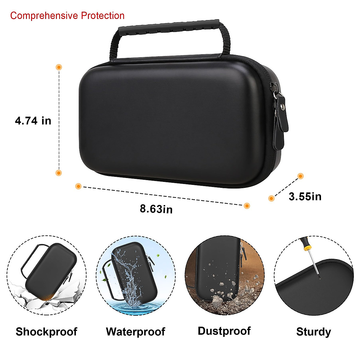 Elonbo Carrying Case for NIIMBOT B21 / B1 Label Maker Machine, Portable Mini Wireless Bluetooth Label Printer Travel Bag, Small Handheld Labeler Storage Holder, Mesh Pocket Fits Label Paper, Black