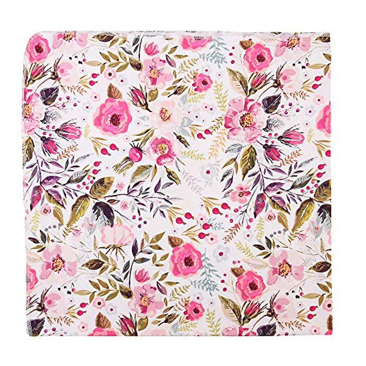 Newborn Baby Swaddle Blankets Headband Sets, Swaddle Sack, Receiving Blankets Infant Baby Gifts (Pink Flower, 0-3 Months)