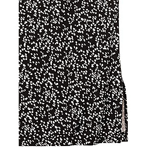 Amazon Essentials Women's Pull-On Knit Midi Skirt (Available in Plus Size), Black/White, Abstract/Animal, Large