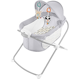 Fisher-Price Baby Bedside Sleeper Soothing View Projection Bassinet with Lights Music Sounds and Vibrations, Fawning Leaves