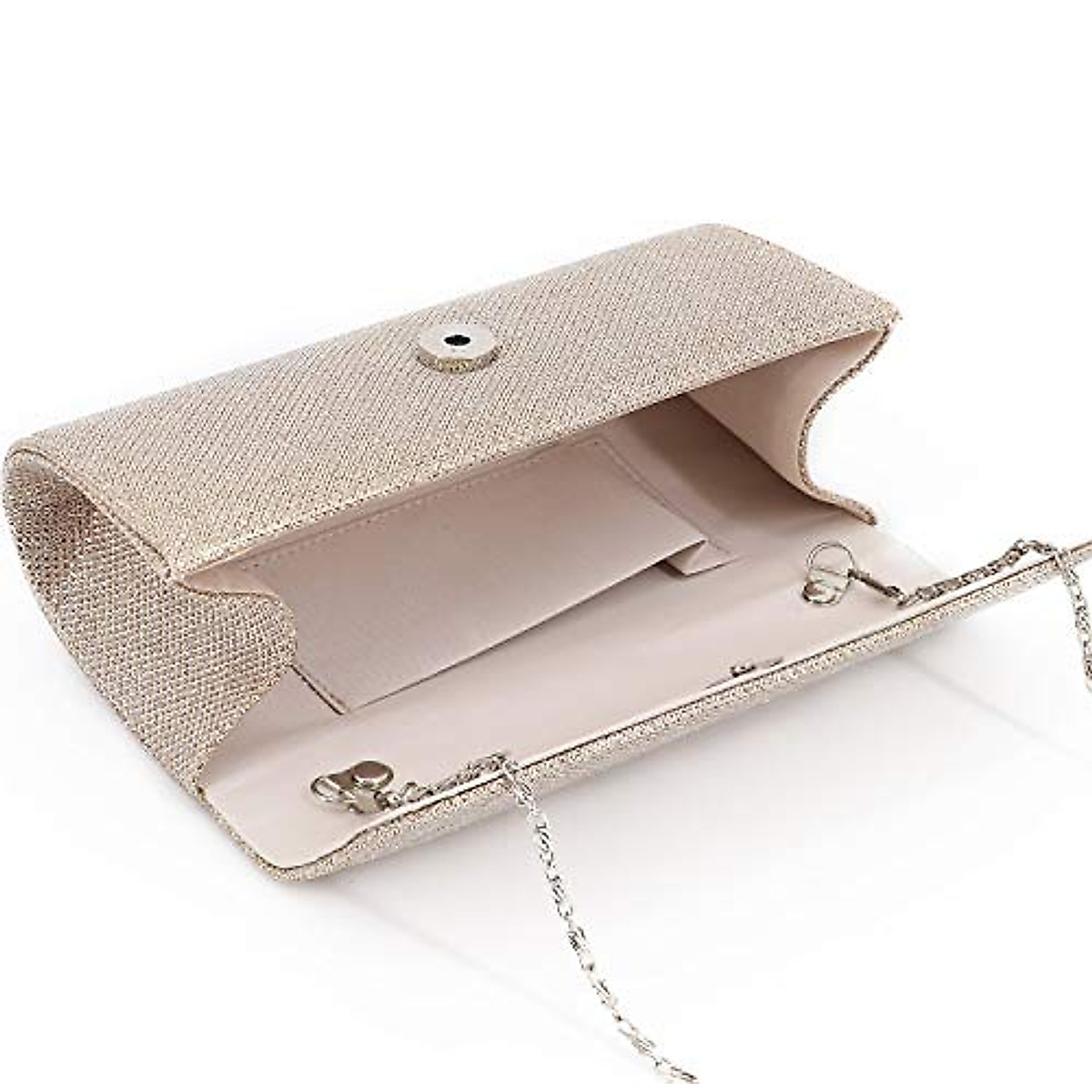 Naimo Flap Dazzling Small Clutch Bag Evening Bag With Detachable Chain (Champagne)
