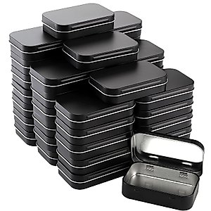 Lawei 40 Pack Metal Rectangular Empty Hinged Tins - Black Matte Mini Portable Box Containers Small Storage Kit for Home Organizer Storage Drawing Pin Jewelry Crafts