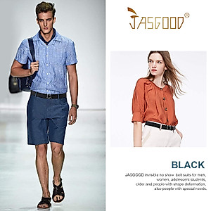 JASGOOD Womens Invisible Belt Comfortable Elastic Adjustable No Show Web Belt Metal Buckle Belt, A-Black,US Size 0-14