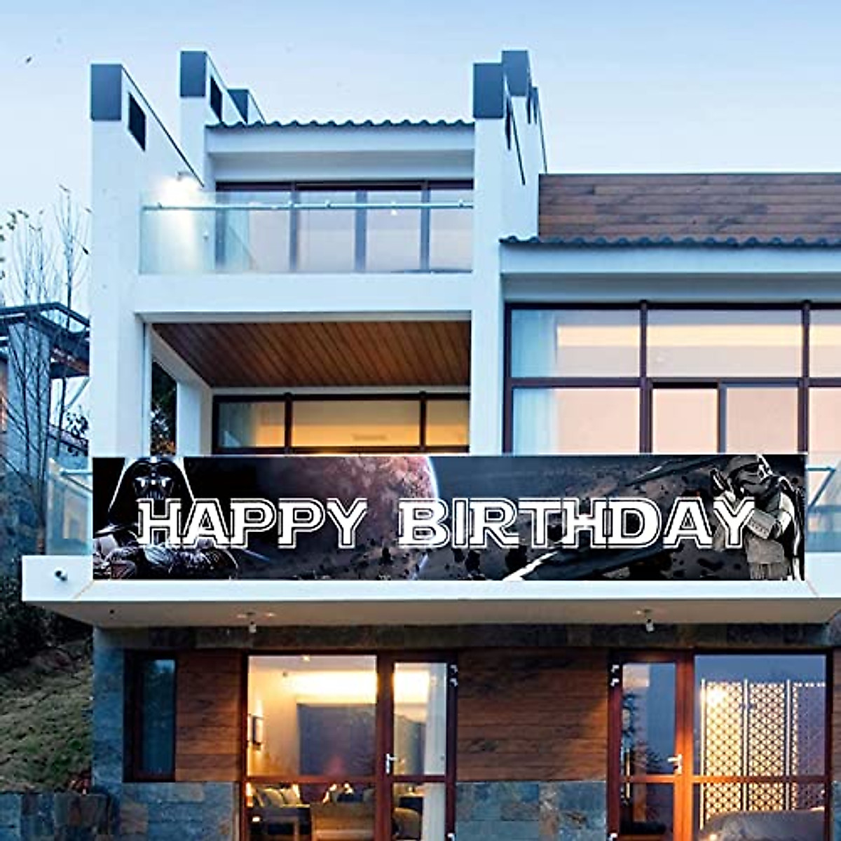 Star Wars Theme Happy Birthday Banner 118in x 20In Indoor Outdoor Decor Outer Space Galaxy Wars Backdrops for Kids Birthday Party Backdrop Prince Kids Decoration Supplies