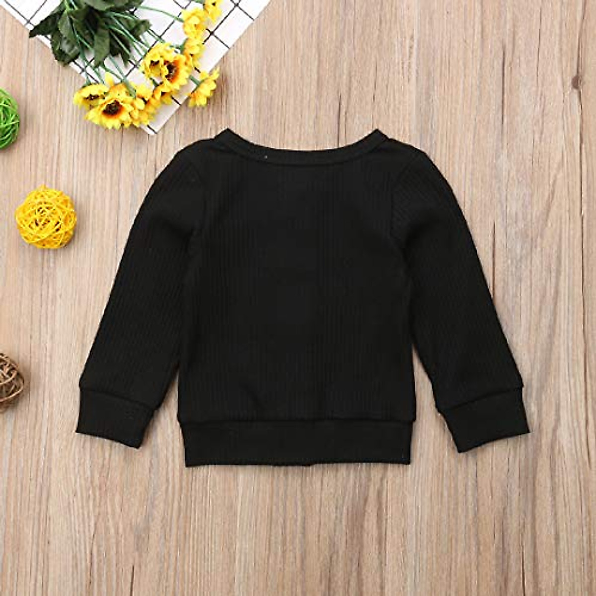 Seyurigaoka Newborn Baby Boys Girls Knit Cardigan Sweater, Infant Button-Down Cotton Sweater, Unisex Baby Clothes (Black, 3-6 Months)