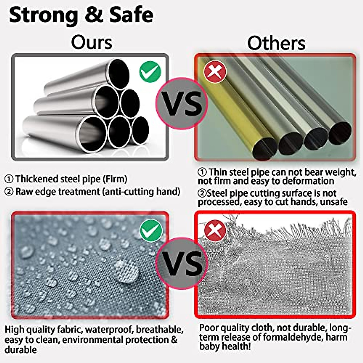 Grobeybees Baby Playpen for Toddler and Babies, Baby Playard, Indoor & Outdoor Kids Activity Center with Anti-Slip Base, Play Yard with Soft Breathable Mesh, Baby Fence Play Area(Grey)