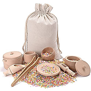 MONT PLEASANT Sensory Bin Toys for Toddlers Montessori Toys, Waldorf Toys, Pretend Play Dish and Tongs- Fine Motor Learning Toys for Sensory Table Activities