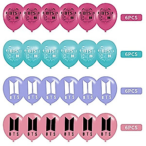 BTS Birthday Party Decoration, BTS Bangtan Boys Party Photo Backdrop 5 x 3 FT and 24 Pcs BTS Balloon, BTS Merch Background Supplies for Army, Fans