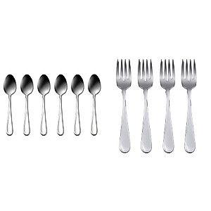 Oneida Flatware Flight, Teaspoons, Set of 6 & Flight Everyday Flatware Salad Forks, Set of 4