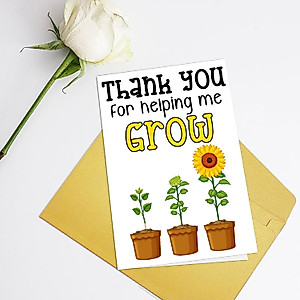 ONECHI Thank You for Helping Me Grow Card, Great Thank You Card for Teachers Mom Dad, Funny Teacher Appreciation Gifts for Women Men, Nice Thank You Gift Ideas for Him Her, End of Year Card