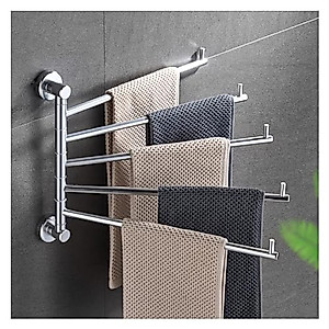 Swing Out 5-Arms Towel Holder Thicken Towel Racks for Bathroom Kitchen, Bath Towel Bar Swivel Hanger Wall Mounted Drying Rack, Rustproof Solid Aluminium Towel Hanger Space Saving Storage Or
