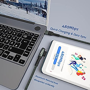 Ailun USB C Cable Right Angle 90 Degree Elbow USB A to C 60W PD Fast Charge Nylon Braided 3Pack [3ft+6ft+6ft] for Galaxy S22/S22+/S22 Ultra, S21 5G, S20 S10 iPad Pro MacBook Switch