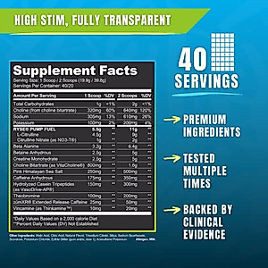 RYSE Signature Series GODZILLA Pre Workout | Pump, Energy, Strength, and Focus | Citrulline, Beta-Alanine, Caffeine | 40 Servings (Monsterberry Lime)