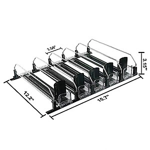 Drink Organizer For Fridge, Automatic Pusher Glide Refrigerator Drink Organizer Width Adjustable Beverage Soda Can Dispenser For 20cans Of 11.15/12/ 16/16.9oz For Pantry Kitchen