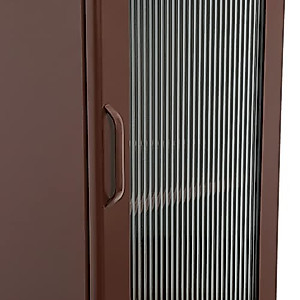 Creative Co-Op Solstice Metal Cabinet with Arched Glass Door, Brown