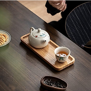 Bamboo Vanity Tray, Bathroom Counter Tray, Toilet Tank Tray, Bathroom Tray for Organizing and Home Decor, 9.8 x 5.5 x 0.8 inch