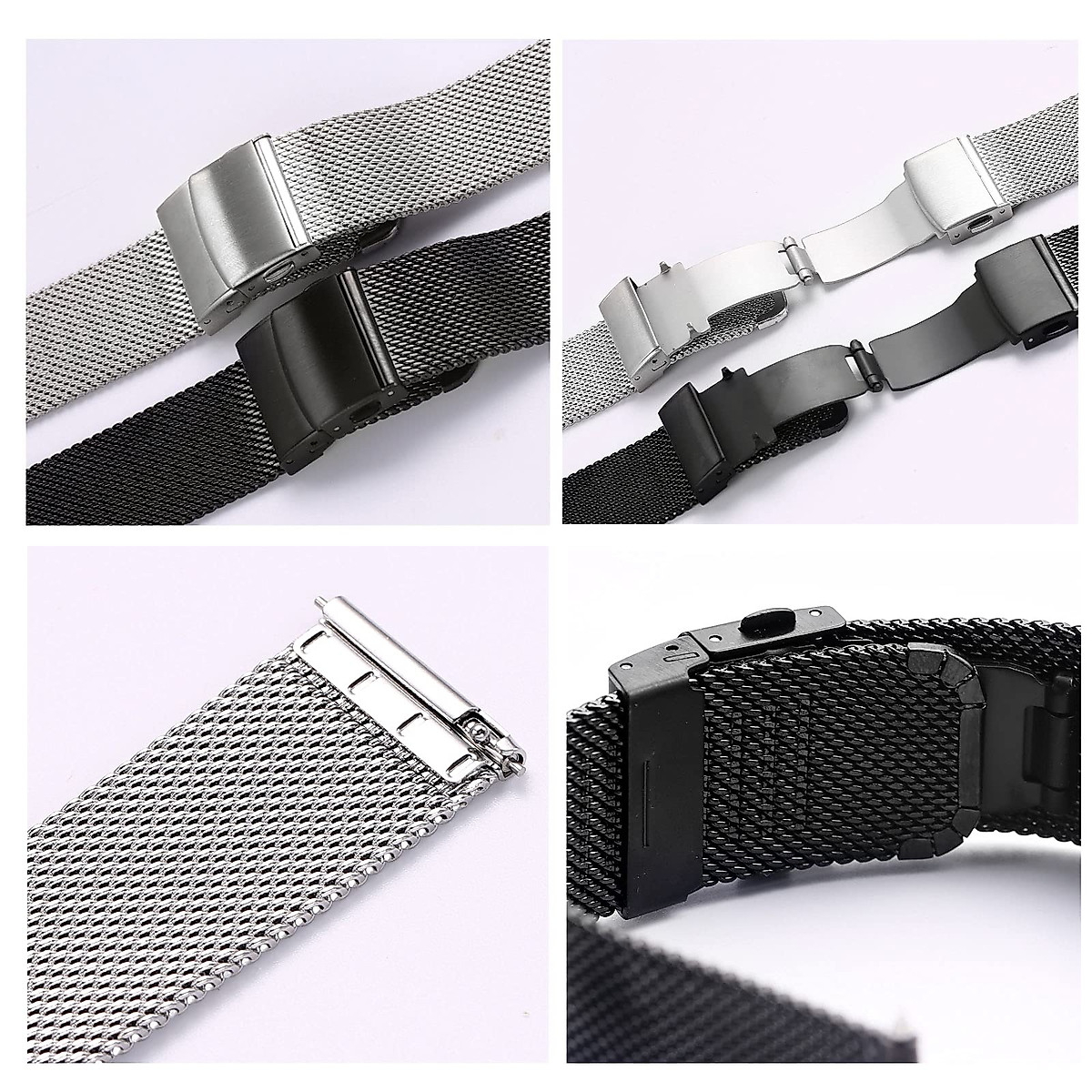 Carty Stainless Steel Mesh Watch Bands for Men,Thin Metal Mesh Watch Strap 20mm Quick Release Watch Band Silver
