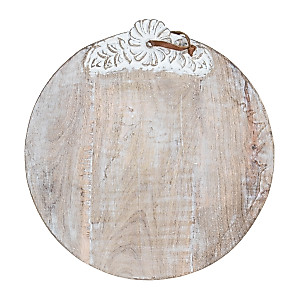 Foreside Home & Garden Large Round White Wood Cutting Board