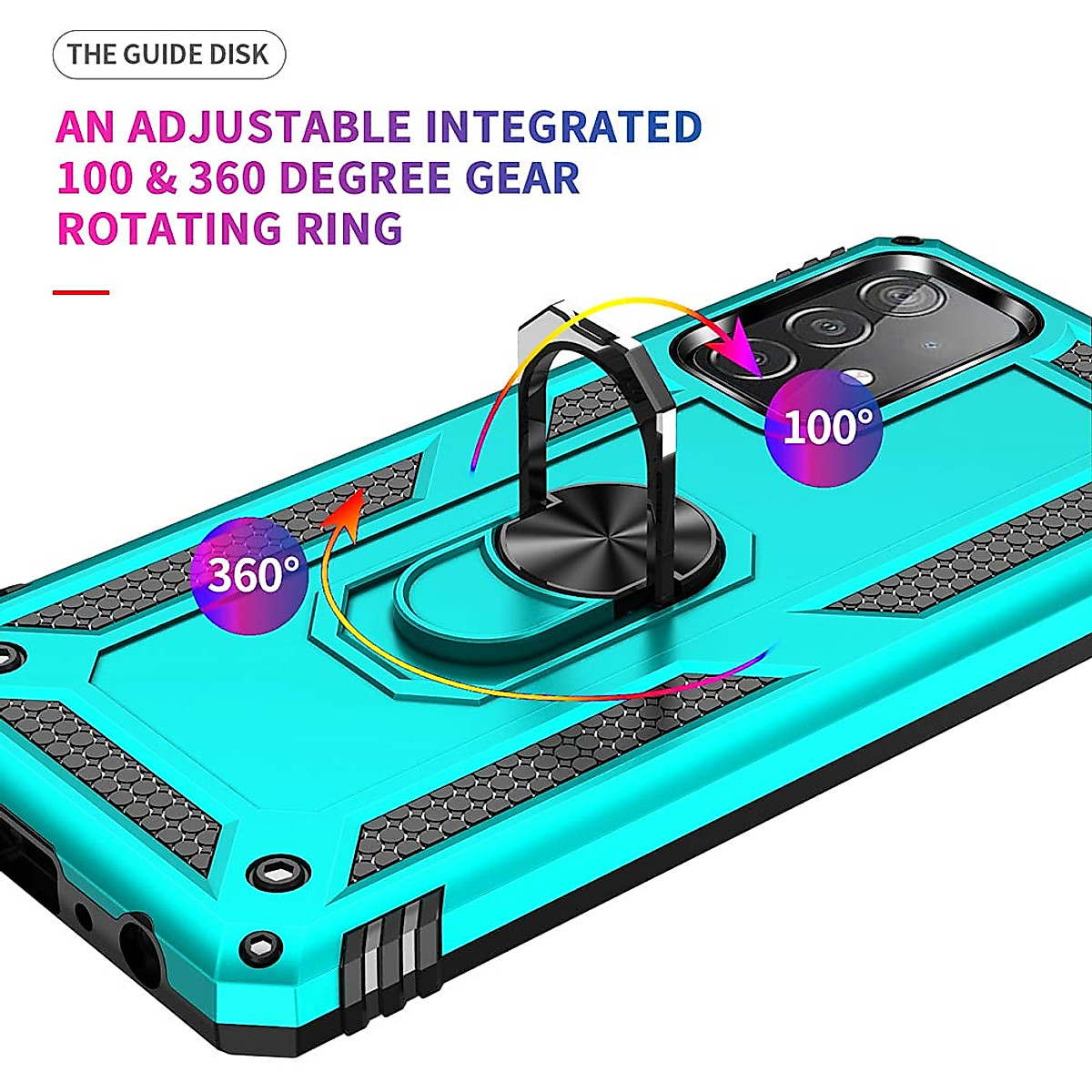 for Samsung A52 Case, Galaxy A52 Case with HD Screen Protector, Military-Grade Ring Holder Kickstand Car Mount 15ft Drop Tested Shockproof Cover Phone Case for Samsung Galaxy A52, Green