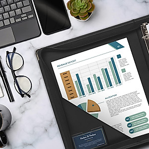 Samsill Classic Professional 3 Ring Zippered Binder, 2 Inch Round Ring, Portfolio Organizer for 8.5x11” Documents, Binder with Zipper, Silver Corner Accents, Black