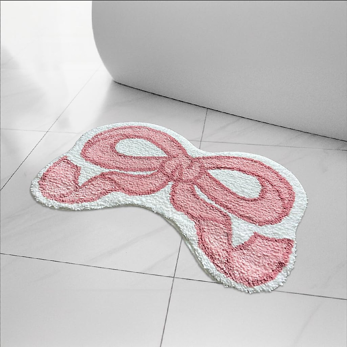 Luxape Bow Rug - Bow Shaped Rug - Handmade & Premium- 30in (75cm) - Uno Reverse Rug - Designer Rugs - Aesthetic Room Decor - Cute Room Decor Coquette bathmat Rug