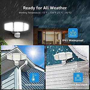 Lepro LED Security Lights, Outdoor Motion Sensor Light, Flood Lights with 3 Adjustable Heads, 270° Wide Lighting Angle, 27W 3200LM Super Bright, IP65 Waterproof for Yard Porch Garage, White