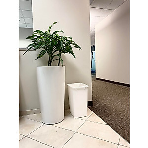 RHP2806TPWHI Open-Top Wastebasket, Rectangular, Plastic, 9 gal, White