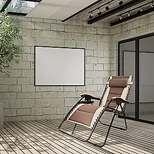 FREE SOLDIER Oversized XL Padded Adjustable Reclining Folding Chair with Cup Holder 400lb Capacity Gravity Chairs Anti Gravity Chairs Zero Gravity Chairs (Brown)