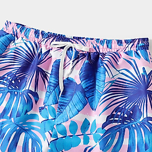 IFFEI Family Matching Swimsuits One Piece Off Shoulder Bathing Suits Floral Printed Ruffles Mommy and Me Swimwear Men: L