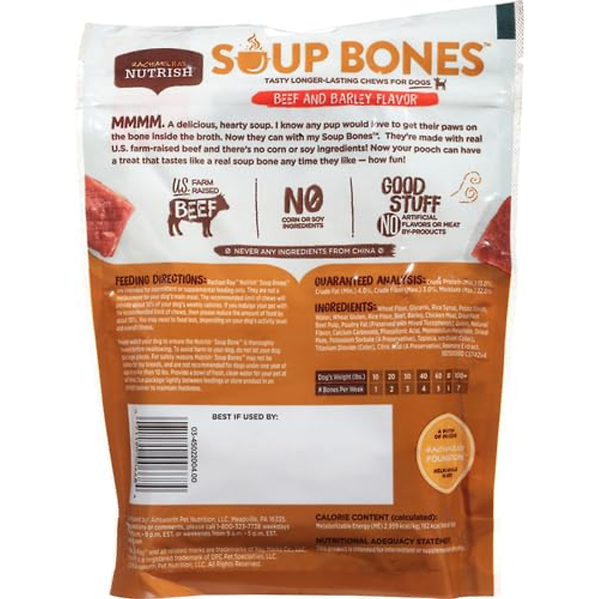 Rachael Ray Nutrish Soup Bones Dog Treats, Real Beef & Barley Flavor, 3 Bones, 6.3 Ounces (Pack of 2)