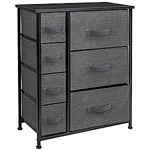 Sorbus Dresser with Drawers - Furniture Storage Tower Unit for Bedroom, Hallway, Closet, Office Organization - Steel Frame, Wood Top, Easy Pull Fabric Bins (Black/Charcoal)