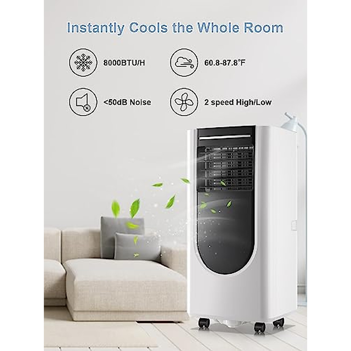 Portable Air Conditioner WANAI 8000BTU Air Conditioner Cooling up to 250sq.ft, 3-in-1 Portable AC Unit with Remote Control, 24H Timer & LED Display, Suitable for Bedroom, Living Room, Office
