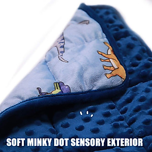 MAXTID Weighted Lap Pad for Kids 5 Pound Travel Size Mini Weighted Lap Blanket Blue Dinosaur 16"x22" for Kids Boys Sensory Gifts