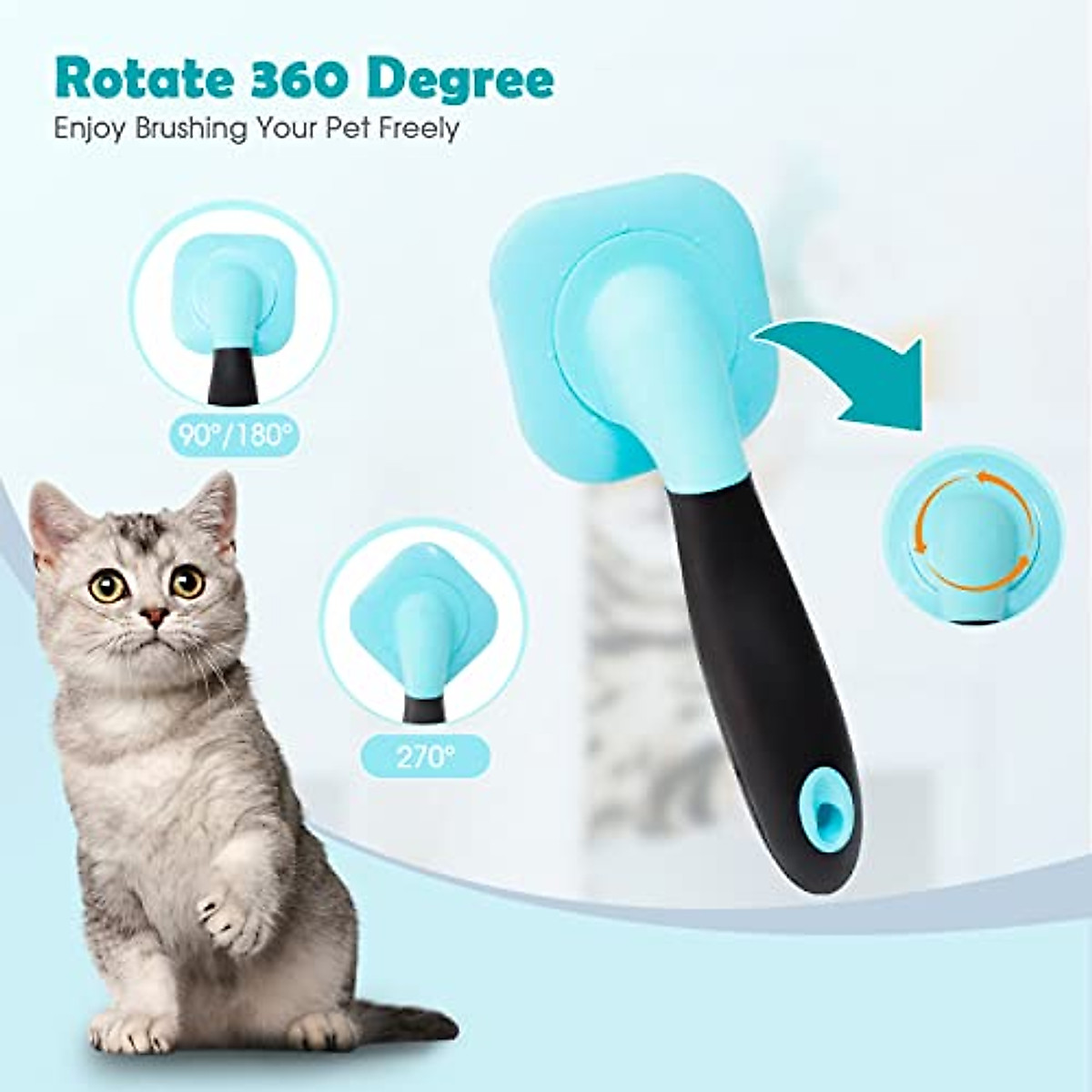 Slicker Brush, PETPAWJOY Dog Brush Gently Cleaning Pin Brush for Shedding Dog Hair Brush for Small Dogs (Small-Blue)