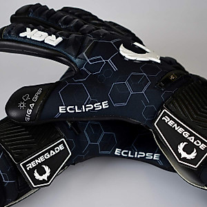 Renegade GK Eclipse Helix Professional Goalie Gloves | 4mm EXT Contact Grip & Breathaprene | Black & White Soccer Goalkeeper Gloves (Size 8, Youth-Adult, Negative Cut, Level 5)
