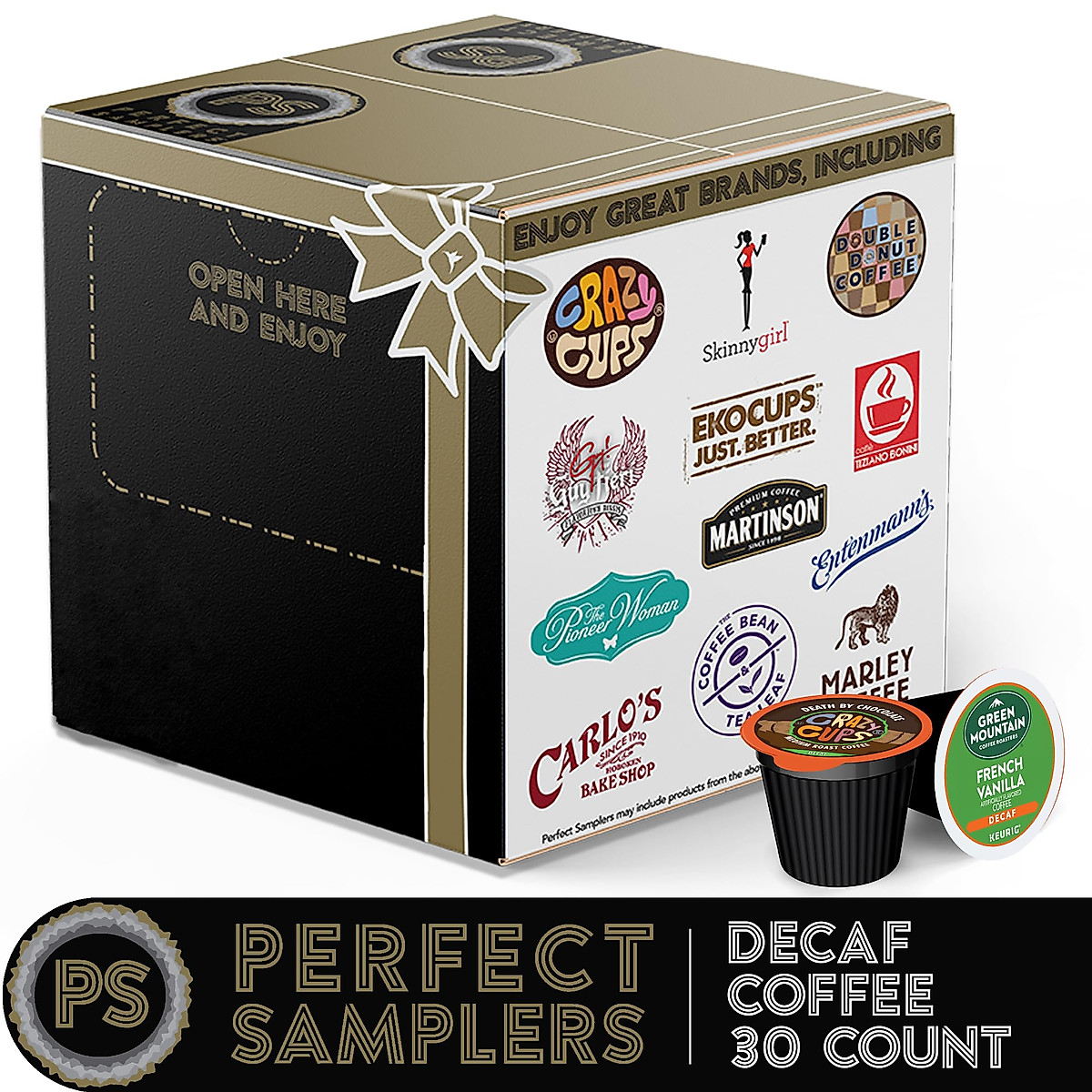 Crazy Cups Pods, Assorted Decaffeinated Capsules Duplicates FLAVORED DECAF COFFEE Single Serve Keurig K cup Brewer Variety Pack Sampler, 30 Count (Pack of 1)