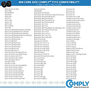 Comply Foam 400 Series Replacement Ear Tips for Bose Quiet Comfort 20, Sennheiser IE 300, Campfire Audio, 7Hertz, NuraLoop & More | Ultimate Comfort | Unshakeable Fit|NO TechDefender | Small, 3 Pairs