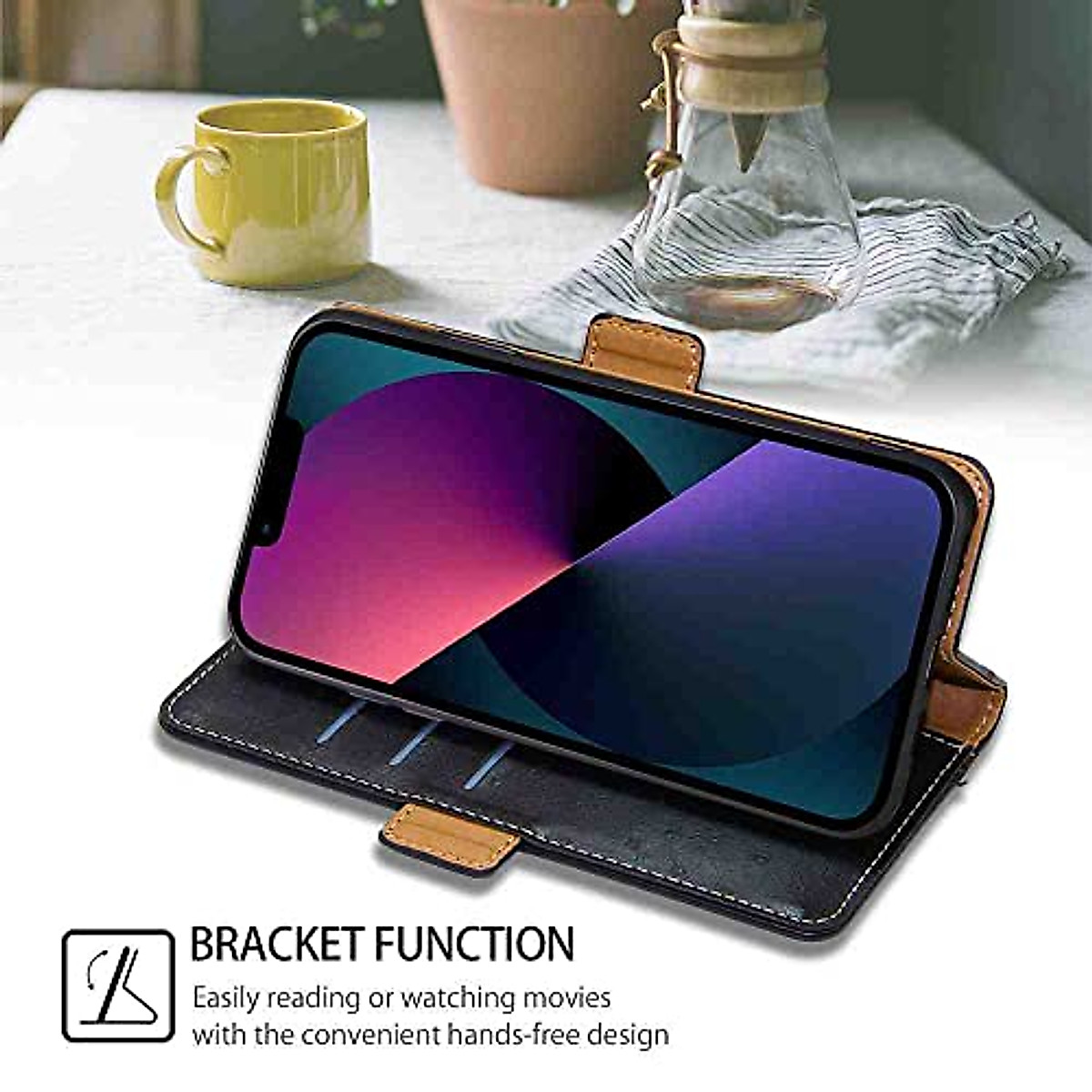 CyrGuard Phone Cover Wallet Folio Case for Oppo Reno 2, Premium PU Leather Slim Fit Cover for Reno 2, Good Touch, Black