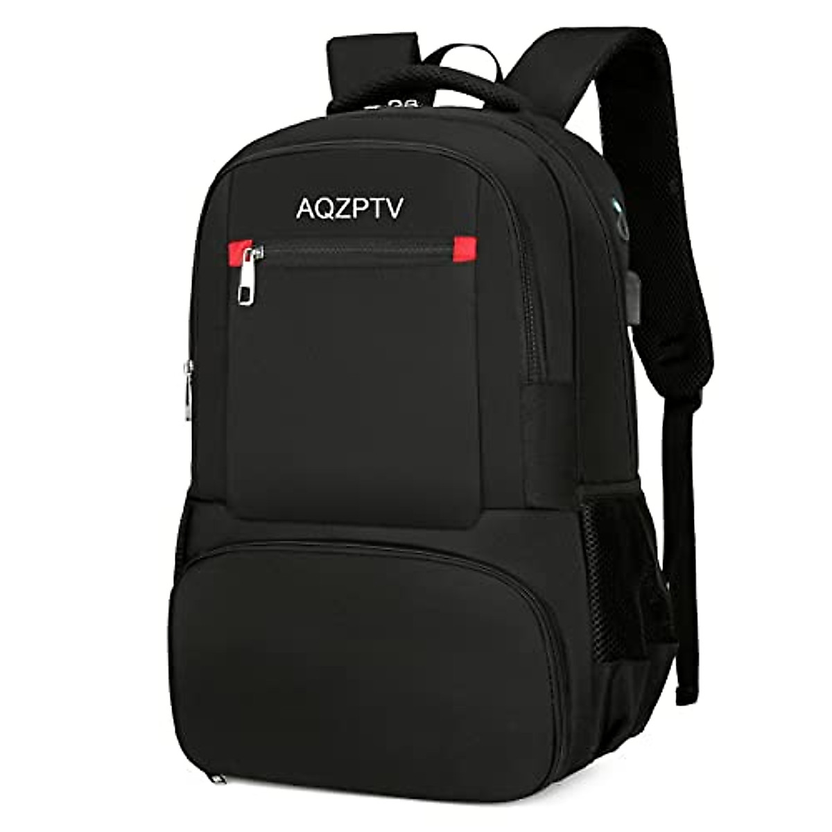 AQZPTV Insulated Cooler Lunch Backpack Leakproof Lightweight Soft Anti-theft USB Port Headphone Plug School Travel Work Bag for Men Women (Black)