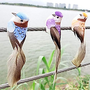 Hvogvok 12 Pcs Simulated Birds Ornament Beautiful Animal Bird Decor Animal Statues Tree Lawn Home Garden Decoration