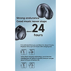 2023 New Wireless Ear Clip Bone Conduction Headphones - Open Ear Wireless Bluetooth Earbuds, Waterproof Ear Hook Bluetooth Headphones After Shock Bone Conduction Headphones For All Phone (BLACK)