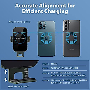 15W Metal Frame Wireless Car Charger Ennuts Auto-Clamping Qi Fast Charge Wireless Car Charger Mount Dashboard Air Vent Phone Holder Compatible for iPhone 13 Pro Max/12/12 Pro/11/XS/8, Samsung S21/20