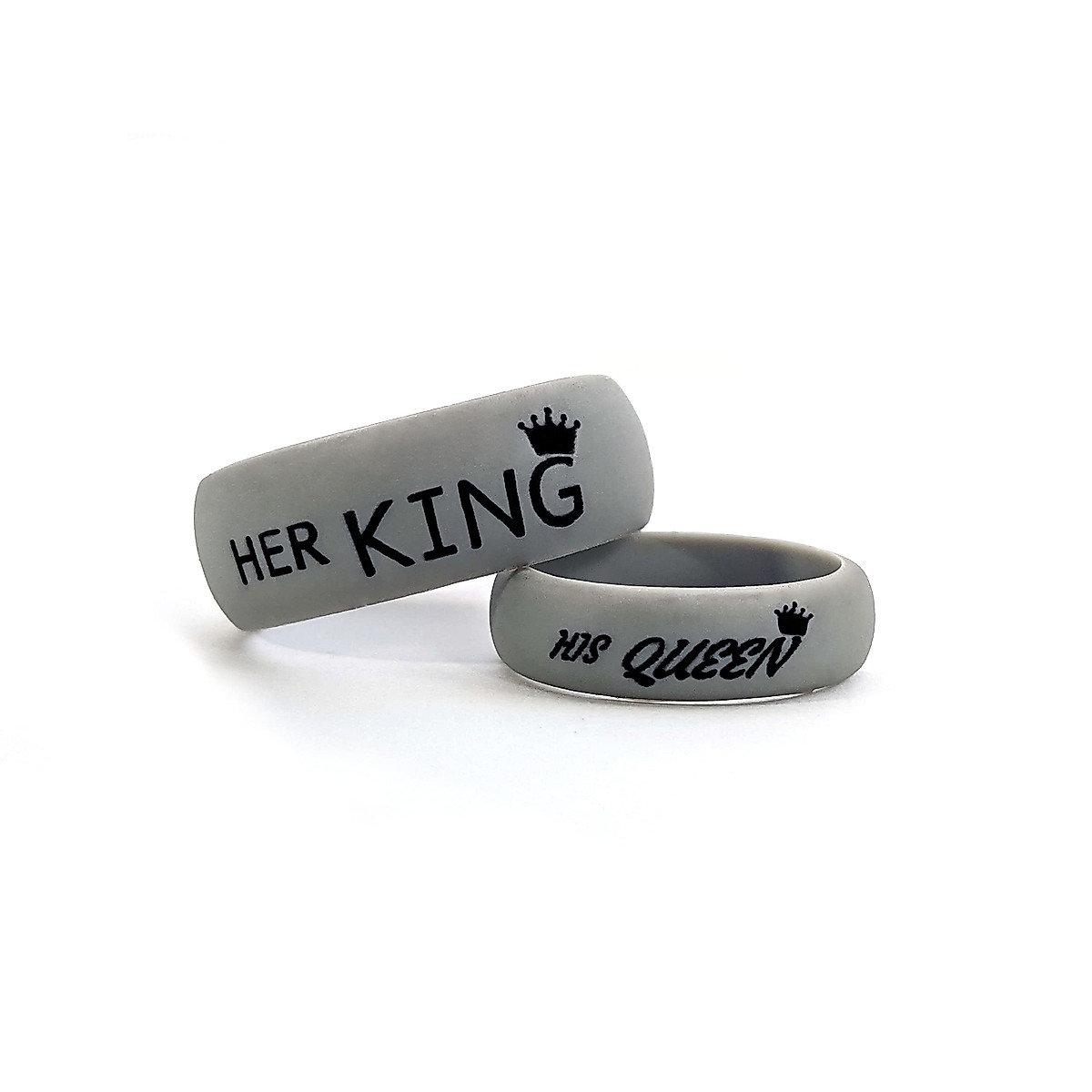 AERA CUSTOMIZED His & Hers Silicone Wedding Band Set - Engrave Any Text, Symbol, Image - Ships Next Day