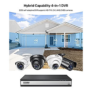 ZOSI 1080p Lite 16 Channel Security DVR Recorder, H.265+ Hybrid 4-in-1(Analog/AHD/TVI/CVI) CCTV DVR for Security Camera,Motion Detection,Mobile Remote Control,Email Alarm,2TB Hard Drive Included
