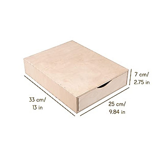 Creative Deco Large Wooden Chest of Drawers | 12.99 x 9.84 x 2.75 in | 1 Compartment | Desk Organizer for Paper-Work Files Folders | Plain Stationery Tray for Office Accessories & Storage