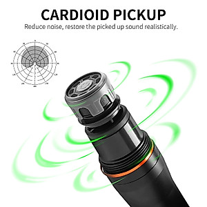 XTUGA U-260 2x100 Channel UHF Wireless Microphone System,Dual Wireless Mics Dynamic Handheld Microphone Adjustable Frequency, Auto Scan, 492ft for Church/Karaoke/Weddings/Events