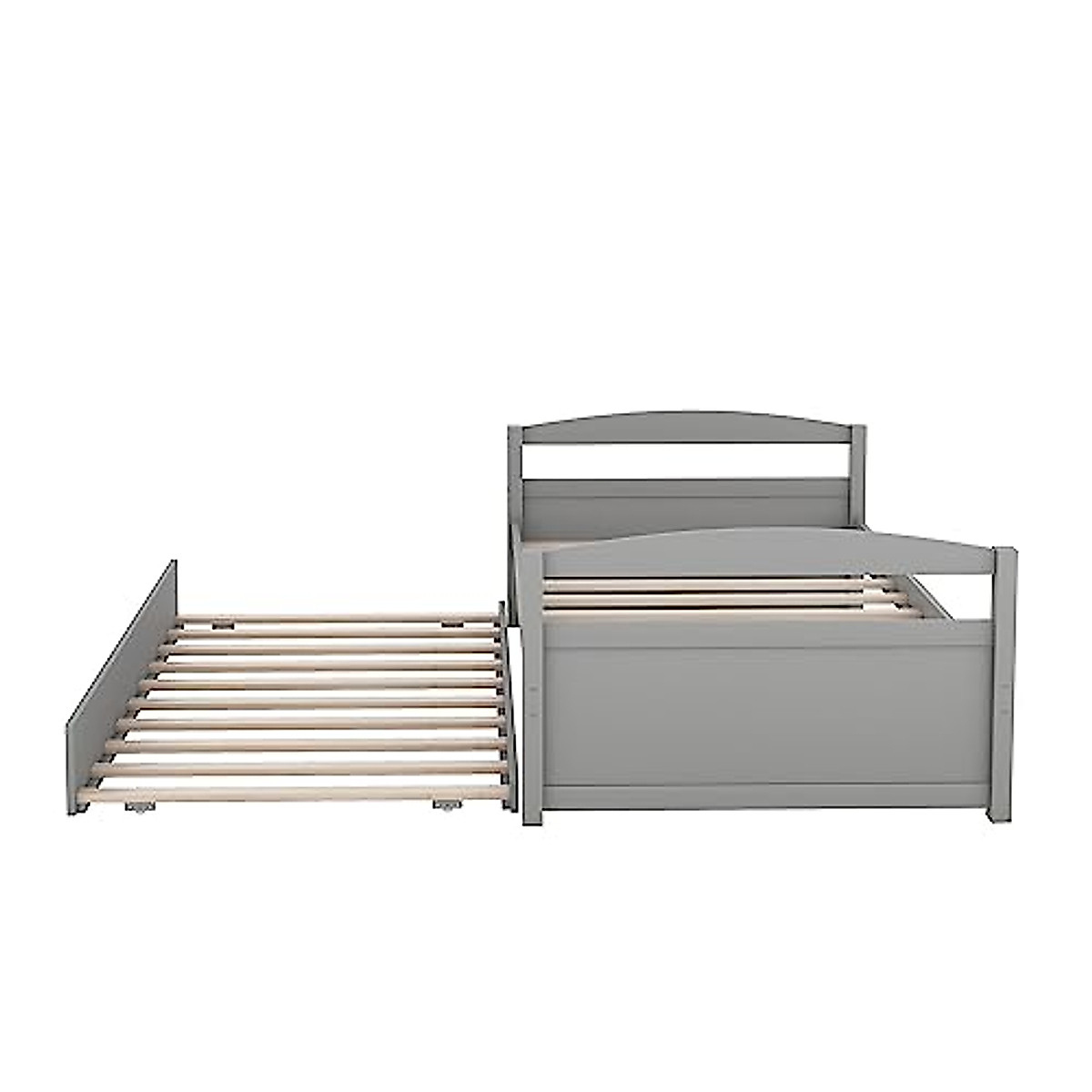 Harper & Bright Designs Twin Daybed with Trundle, Solid Wood Bed Twin Size Bed Sofa Platform Bed Frame, No Box Spring Needed (Twin Size, Gray)